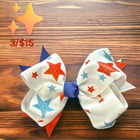 Accessories | Jumbo Patriotic Red White Blue Bows With Glitter Stars ...
